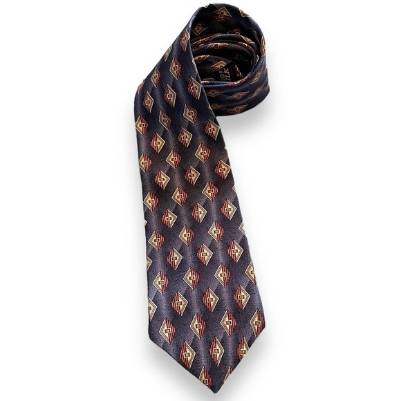 Picone | Accessories | Vtg Picone Geomentric Diamonds 0 Silk Mens Blue ...